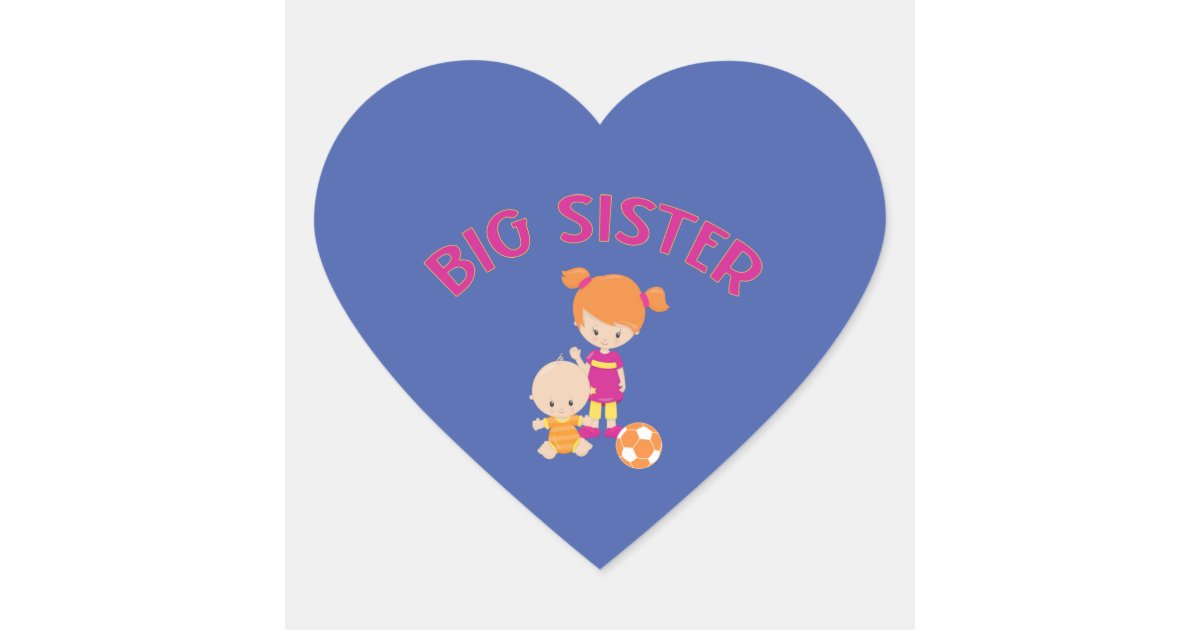 Big Sister with Baby Brother Heart Shaped Sticker | Zazzle