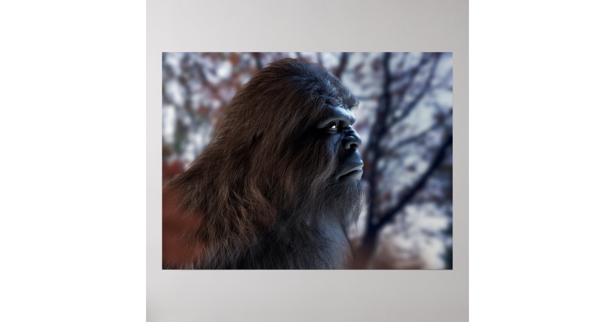 BIGFOOT SASQUATCH PORTRAIT IN PROFILE AT DUSK II POSTER | Zazzle
