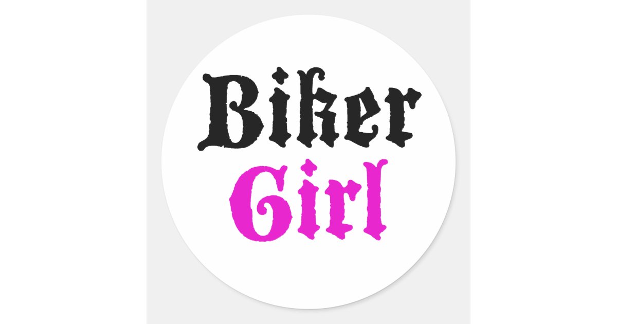 Biker Girl Classic Round Sticker | Zazzle