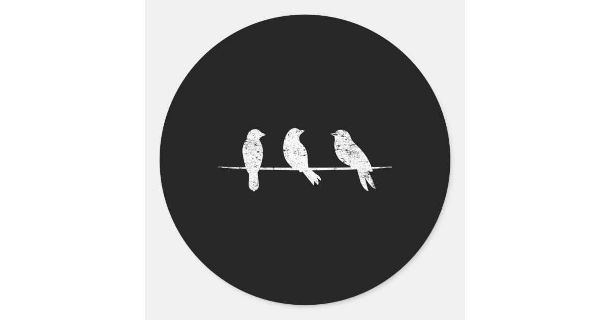 Bird Watching Three Birds On A Wire Classic Round Sticker | Zazzle