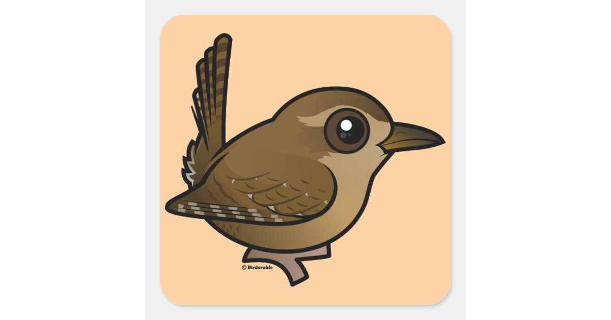 Birdorable Pacific Wren Square Sticker | Zazzle