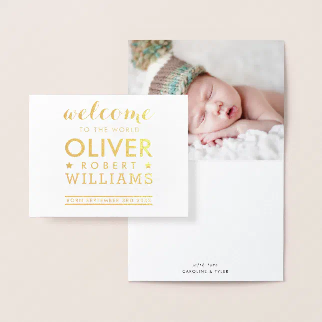 BIRTH ANNOUNCEMENT newborn baby simple text stack | Zazzle