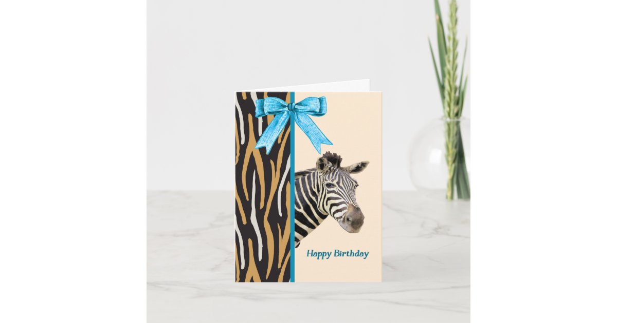 Birthday Card with Image of Zebra | Zazzle
