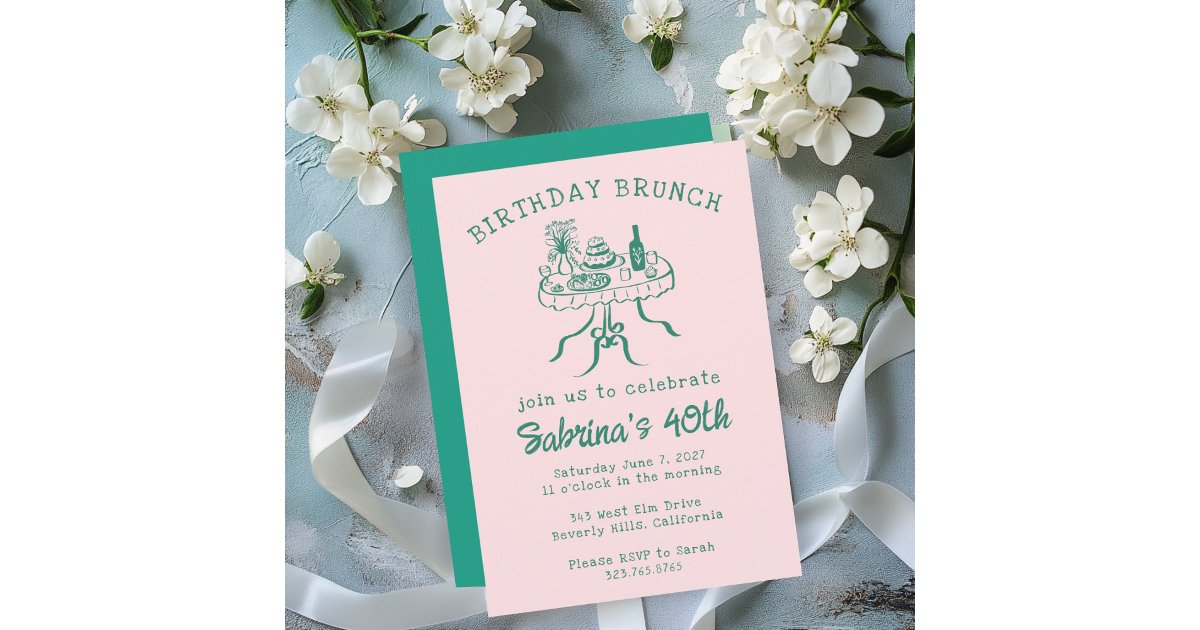 Birthday Party Buffet Table Hand Drawn Custom Invitation | Zazzle