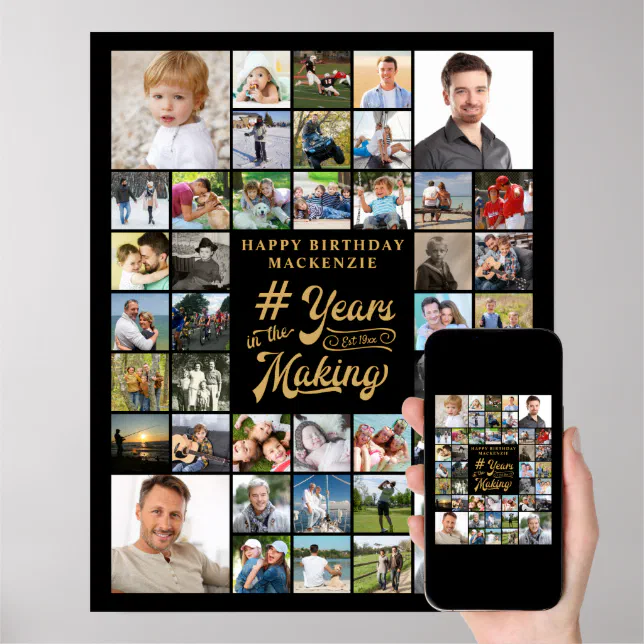 Birthday Photo Collage YEARS IN THE MAKING Poster | Zazzle