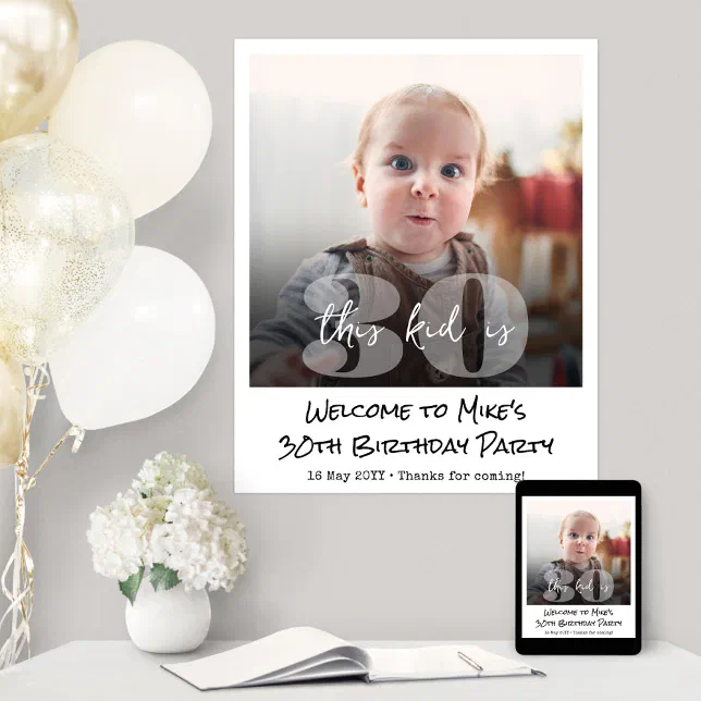 Birthday Welcome "This Kid" Vintage Photo Snapshot Poster | Zazzle