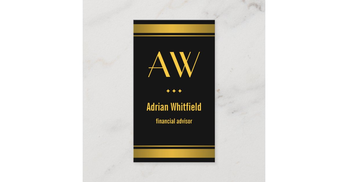 Black and Gold Bar Borders Vertical Accountant Business Card | Zazzle