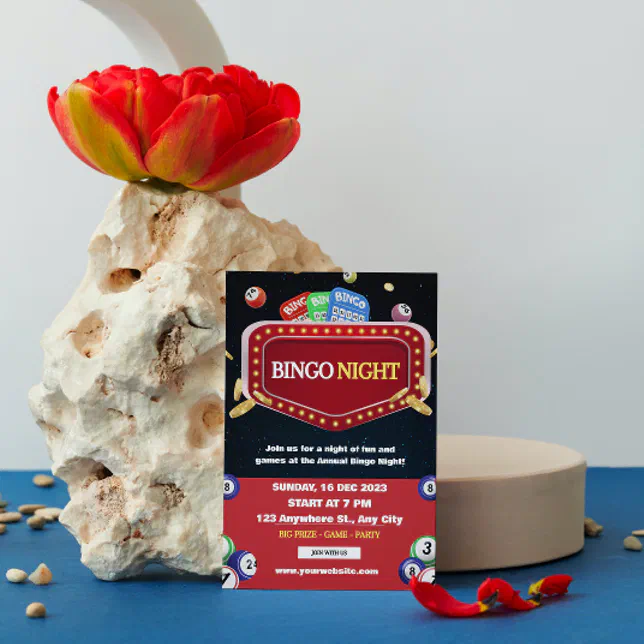 Black and Red Bingo Night Party Invitation | Zazzle