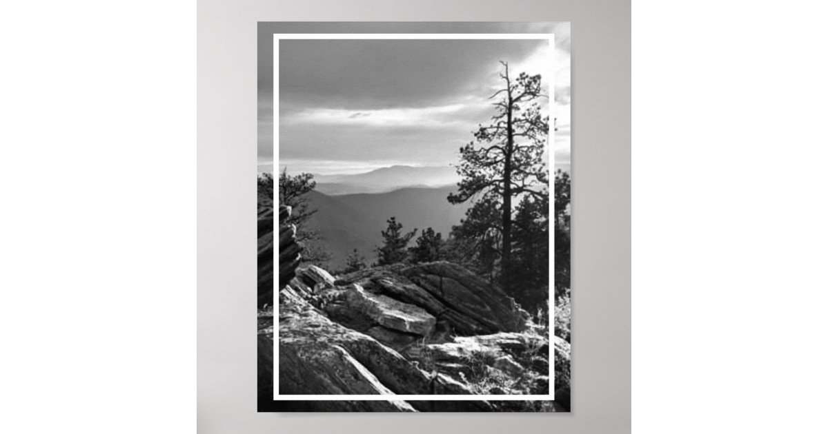 Black and White Colorado Mountain Scenery Poster | Zazzle