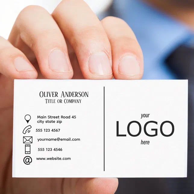 Black and White Double sided Logo Business Card | Zazzle