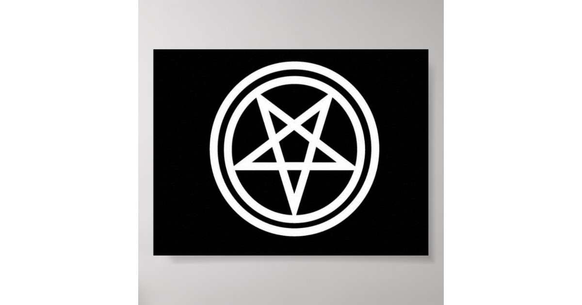 Black and white inverted pentagram poster, med. poster | Zazzle