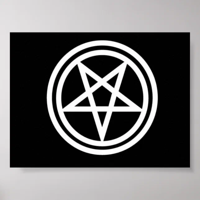 Black and white inverted pentagram poster, med. poster | Zazzle