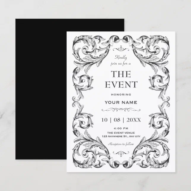 Black and white Vintage Gothic Invitation | Zazzle