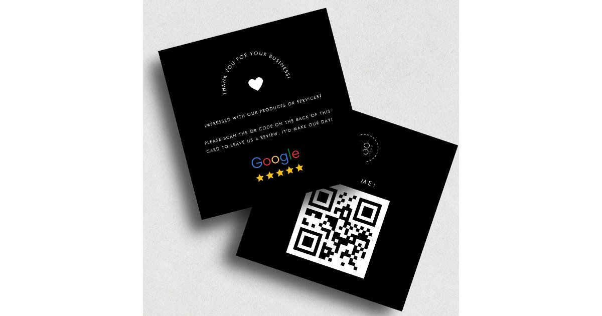 Black Google Reviews Custom Business Logo QR Code Square Business Card ...