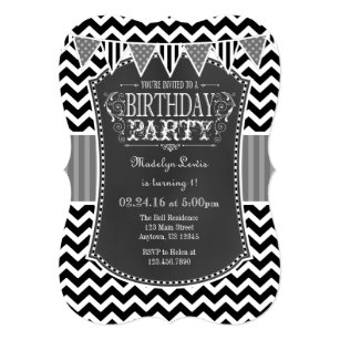 Grey And White Chevron Pattern Invitations & Announcements | Zazzle AU