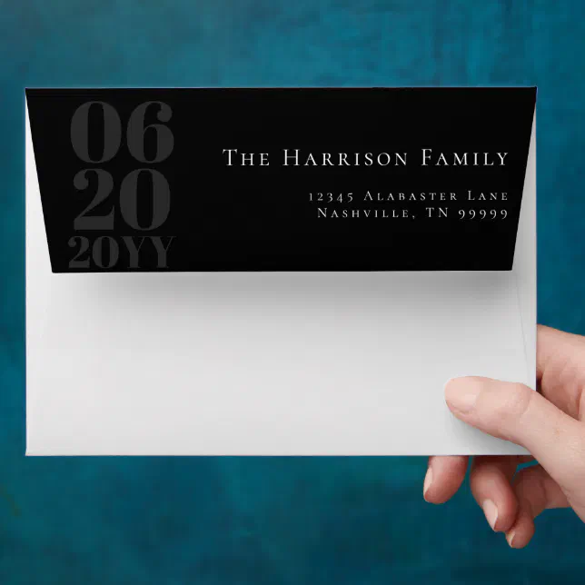 Black Minimalist Bold Type Wedding Envelope | Zazzle