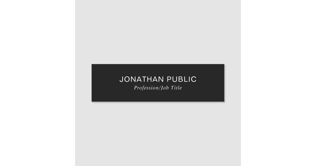 Black Simple Design Elegant Modern Plain Template Name Tag | Zazzle
