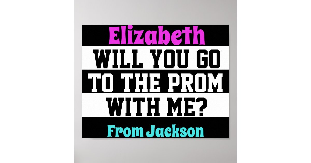Black, White and Pink Promposal Poster | Zazzle