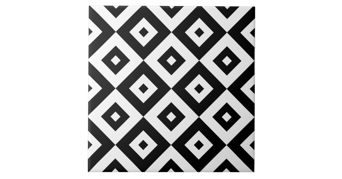 Black & White Diamonds Pattern | Ceramic Tile | Zazzle
