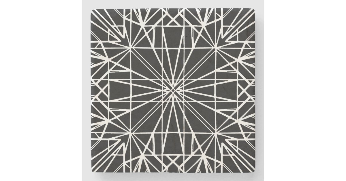 Black & White Geometric Symmetry Stone Coaster | Zazzle