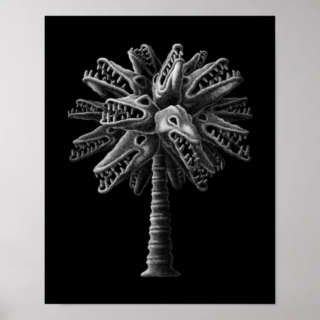 Black White Gothic Skulls Horror Tree Poster | Zazzle