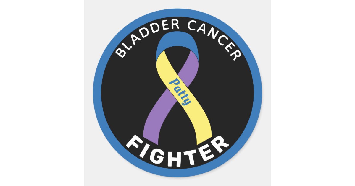 Bladder Cancer Fighter Ribbon Black Round Sticker | Zazzle