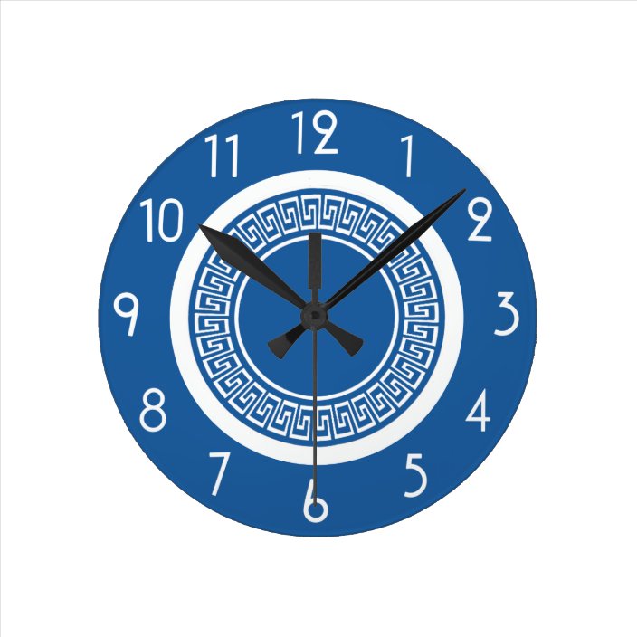 Blue and White Greek Key Clock | Zazzle.com.au