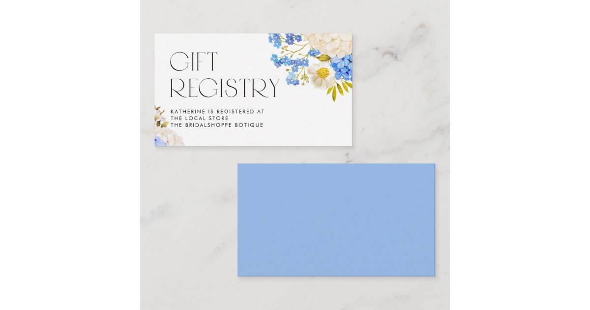 Blue and White Hydrangeas Baby Shower Registry Enclosure Card | Zazzle