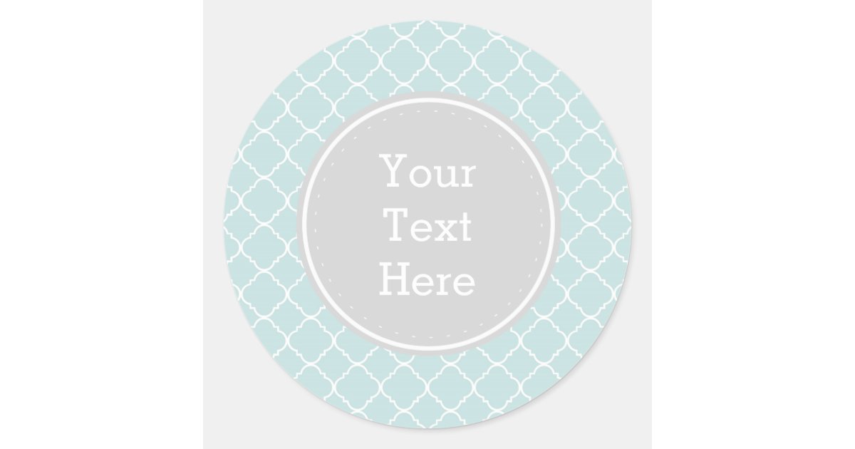 Blue and White Quatrefoil Classic Round Sticker | Zazzle