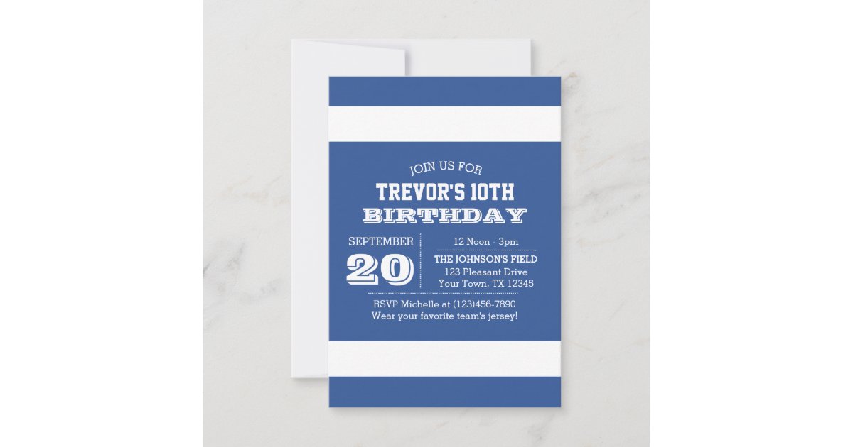 Blue and White Team Birthday Invitation | Zazzle