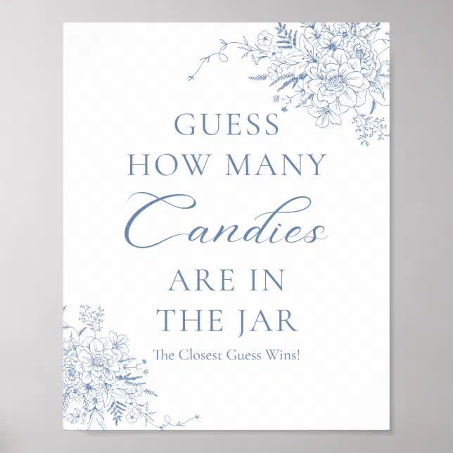 Blue Baby Shower Guess How Many Candies Poster | Zazzle
