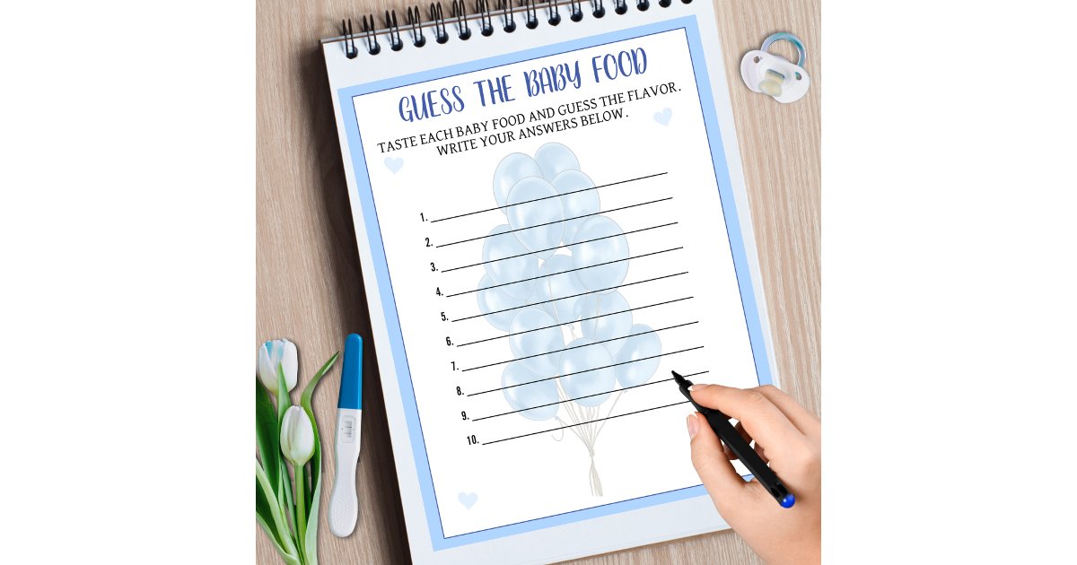 Blue Boy Balloon Food Guessing Baby Shower Game | Zazzle