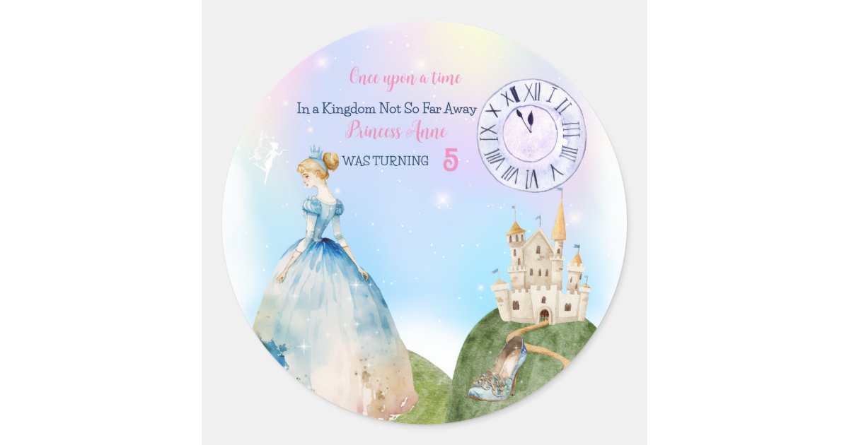 Blue magic Princess Birthday Classic Round Sticker | Zazzle