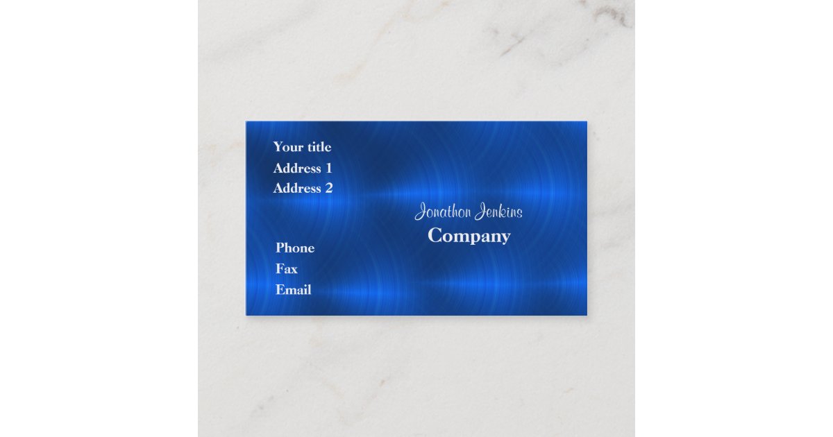 Blue metal business card | Zazzle