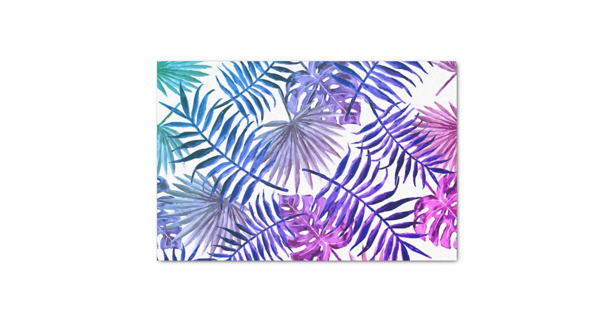 Blue & Pink Tropical Palm Fronds Tissue Paper | Zazzle