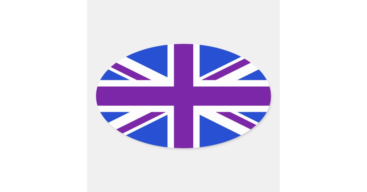 Blue Purple Union Jack Oval Sticker | Zazzle