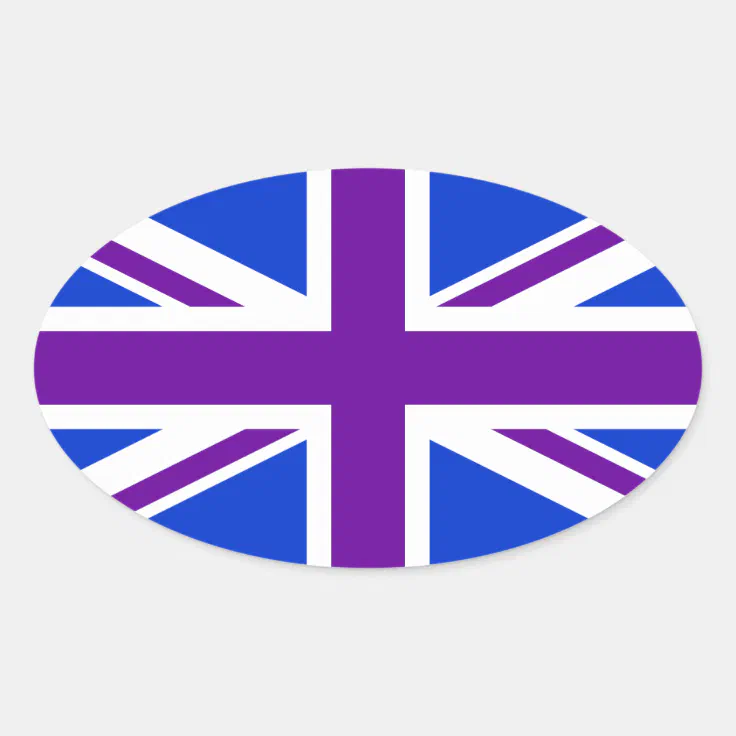 Blue Purple Union Jack Oval Sticker | Zazzle