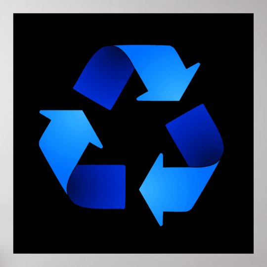 Blue Recycling Symbol Poster | Zazzle.com.au