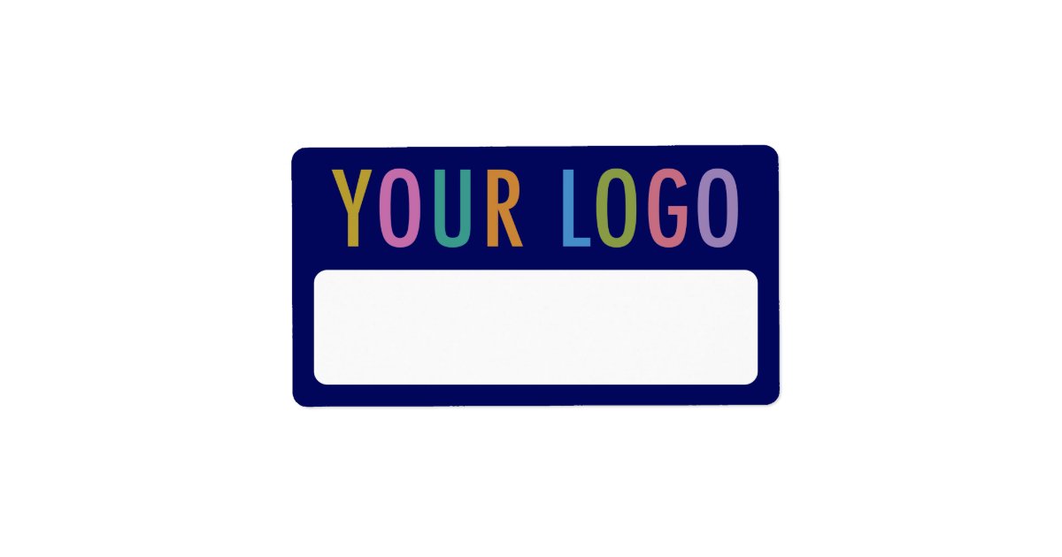 Blue Staff Name Stickers Labels with Business Logo | Zazzle