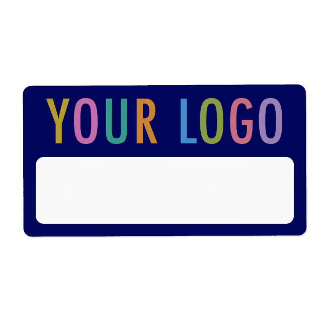 Blue Staff Name Stickers Labels with Business Logo | Zazzle