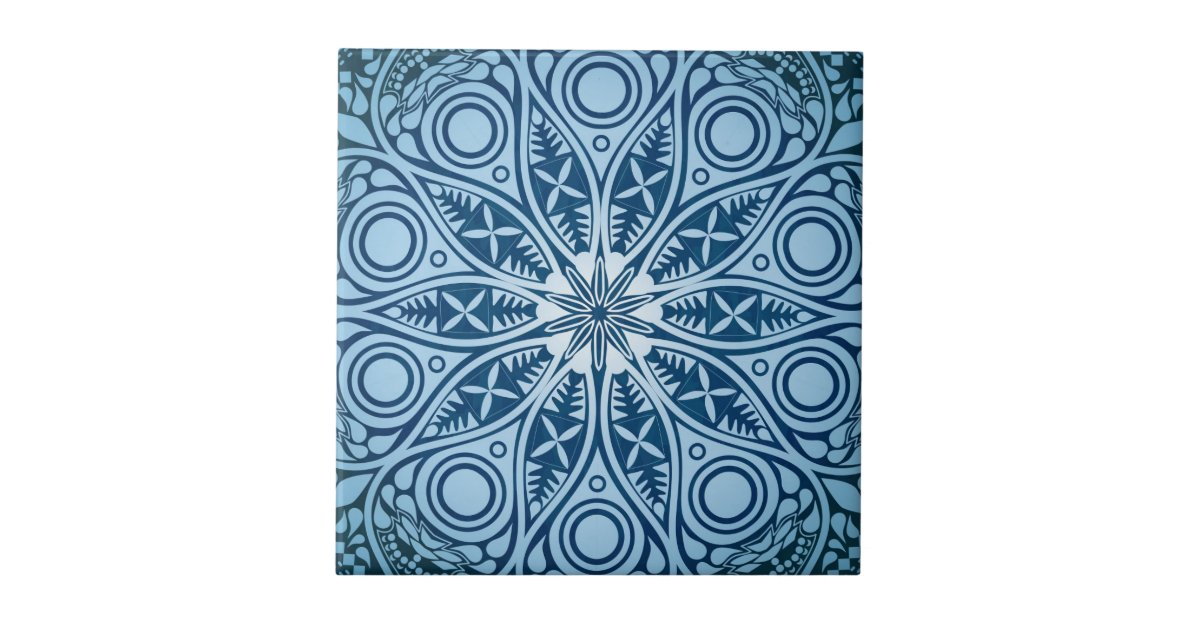 Blue Starburst Graphic Design Ceramic Tile | Zazzle