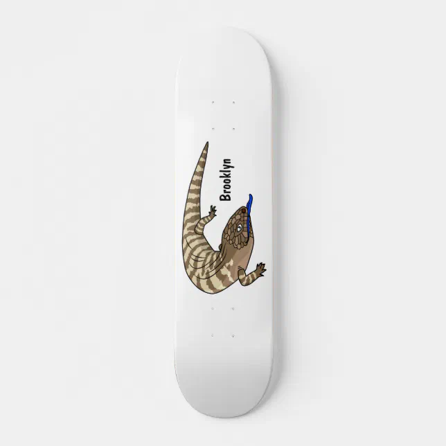 Blue tongue lizard reptile cartoon skateboard | Zazzle