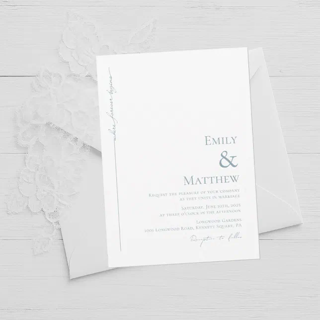 Blue Where Forever Begins Wedding Invitation | Zazzle