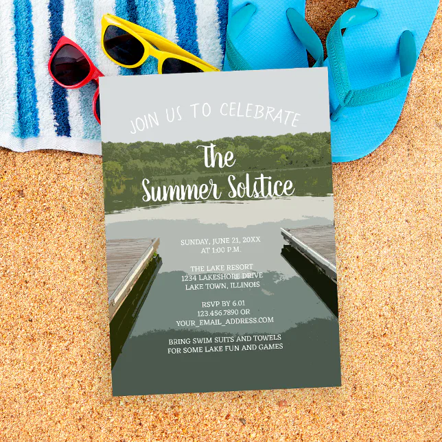 Boat Docks Summer Solstice Lake Party Invitation | Zazzle