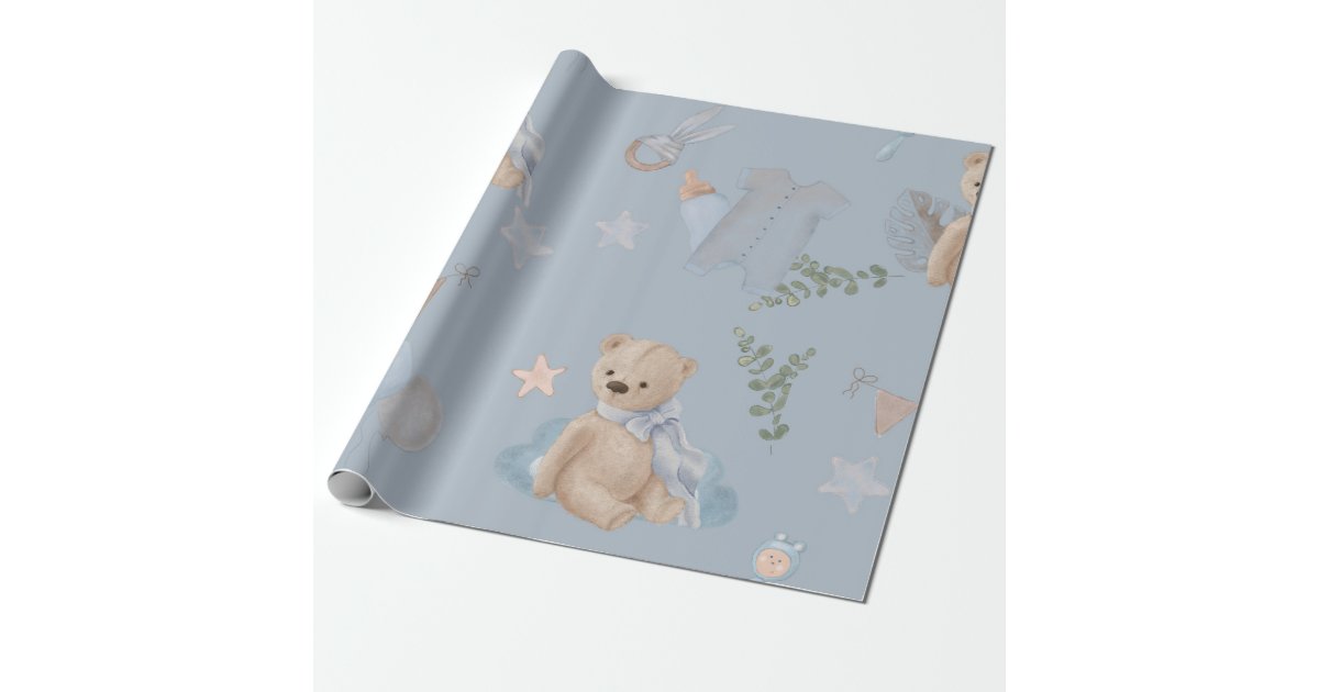 Boho baby teddy bear Wrapping Paper | Zazzle