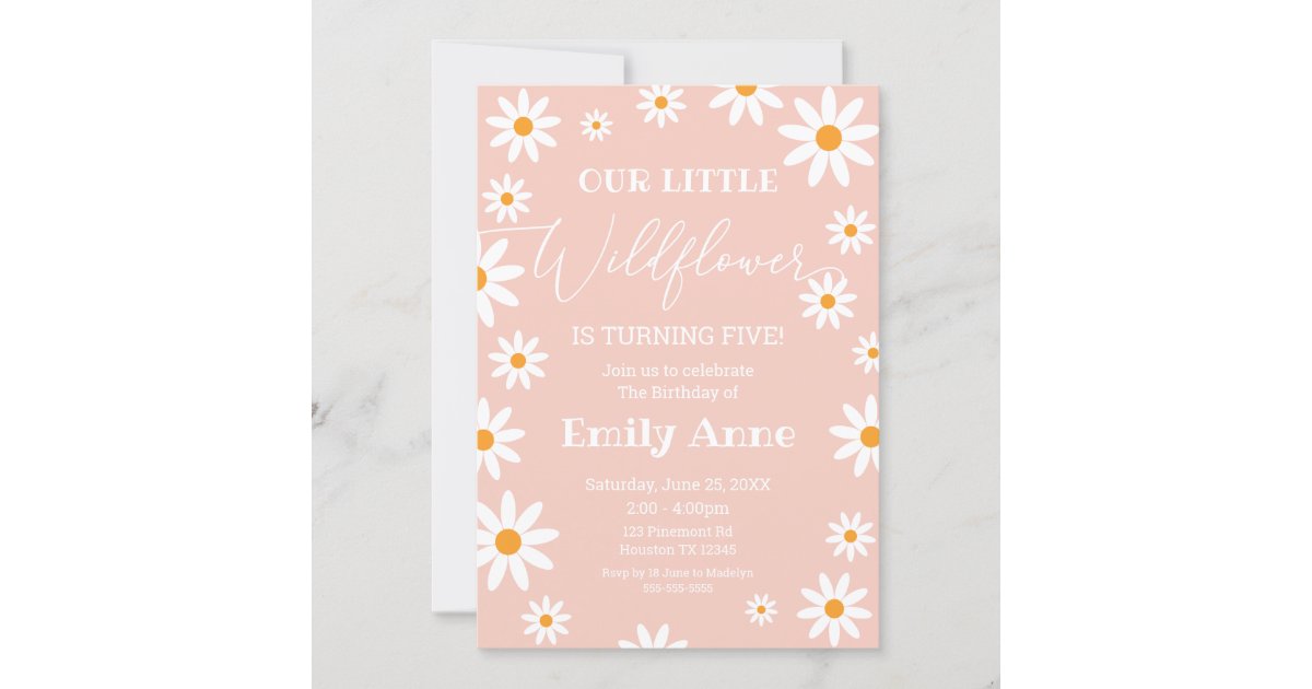 Boho Daisies Wildflower Birthday party invitation | Zazzle