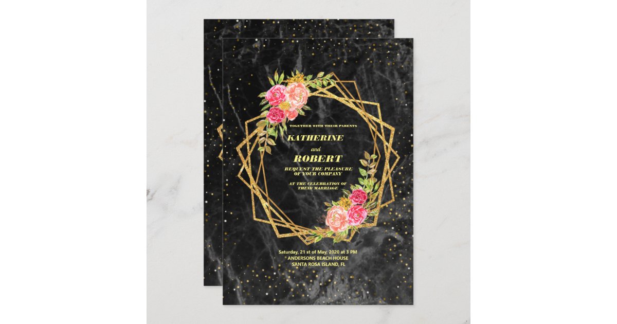 Boho Floral Pyramid Wedding Invitation | Zazzle