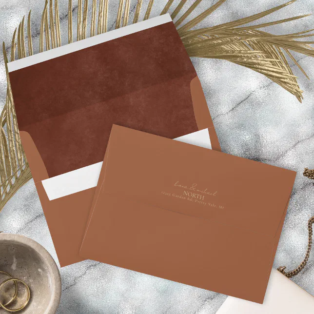 Boho Oasis Wedding Sienna/Burnt Umber ID959 Envelope | Zazzle