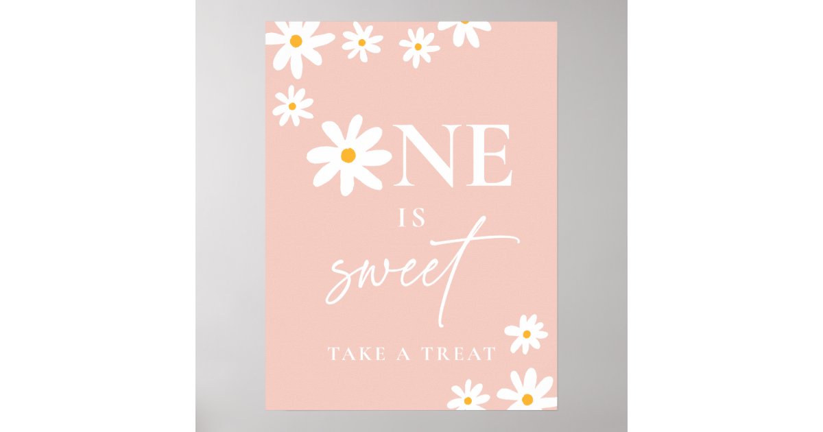 Boho Pink Daisy Groovy Birthday One Is Sweet Poster | Zazzle