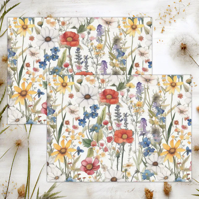 BOHO SUMMER FLORAL DECOUPAGE TISSUE PAPER | Zazzle